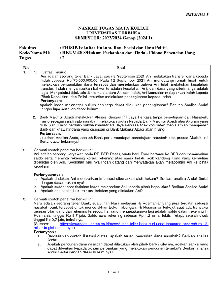 Soal Hkum4308 tmk2 5 | PDF