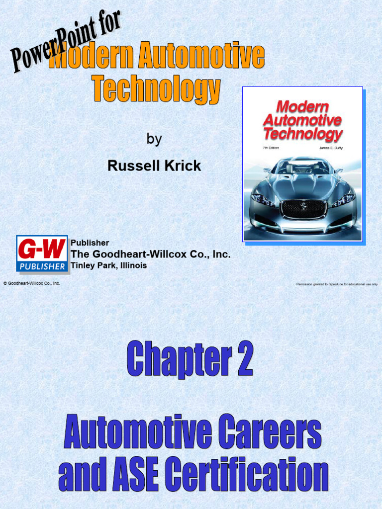 Chapter 2 Automotive Careers and ASE Certification | Download Free PDF ...