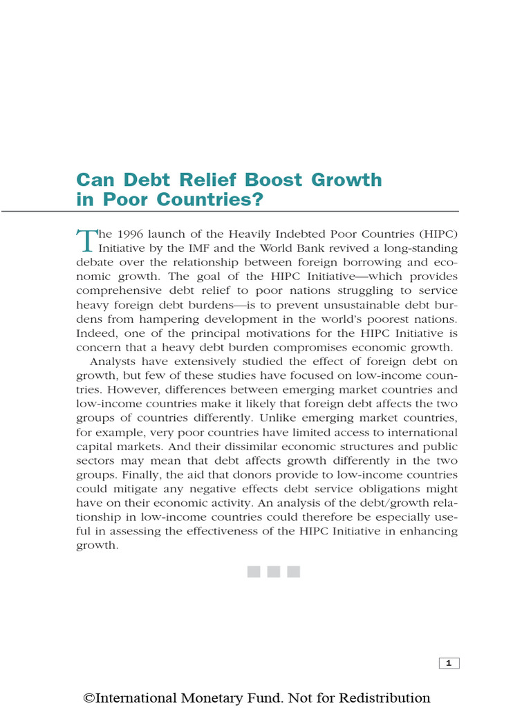 Debt Relief's Impact on Growth in Poor Nations | PDF | Heavily Indebted Poor Countries ...
