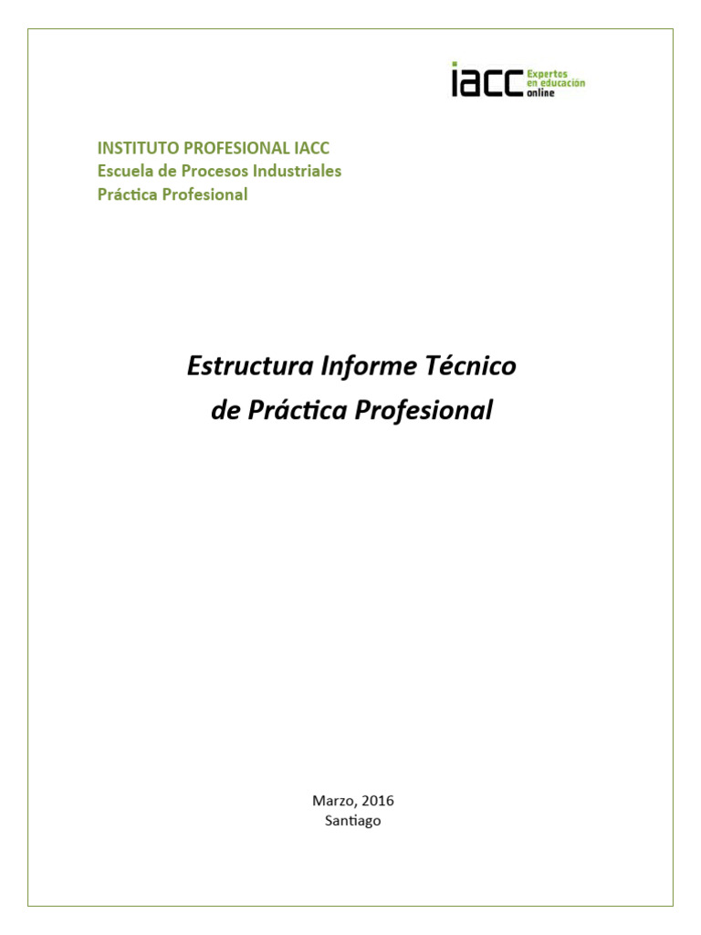 Estructura Informe T俢nico de Pr燾tica Profesional | PDF | Business | Evaluación