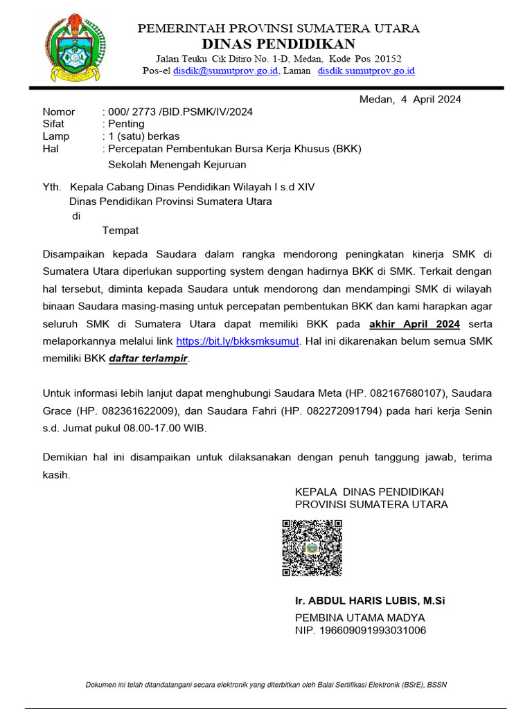 Surat Percepatan BKK | PDF