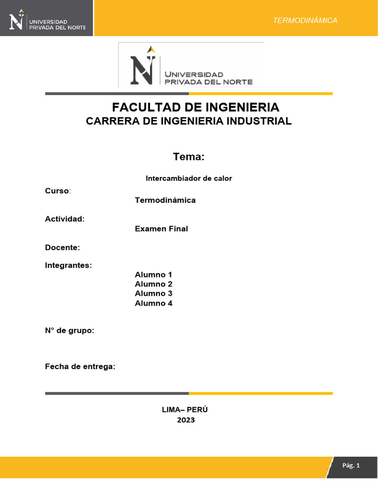 Final Termo 1 | PDF | Intercambiador de calor | Calor