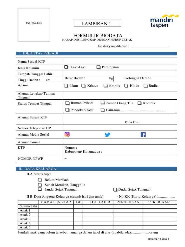 Formulir Biodata Adeeee | PDF
