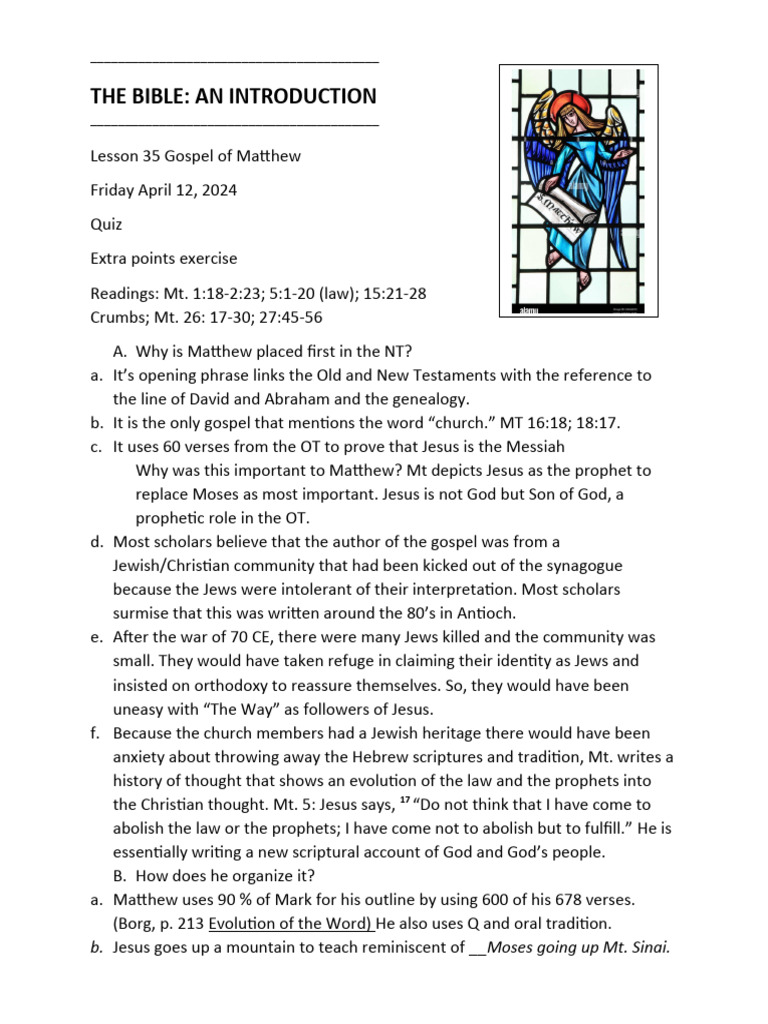 Lesson 35 Gospel of Matthew | PDF | Gospel Of Matthew | Jesus