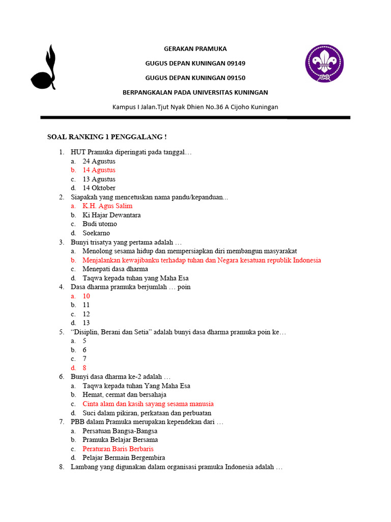 Soal Ranking 1 Penggalang | PDF