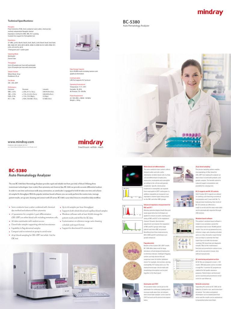 BC 5380 Product Brochure en - in | PDF | White Blood Cell | Hematology
