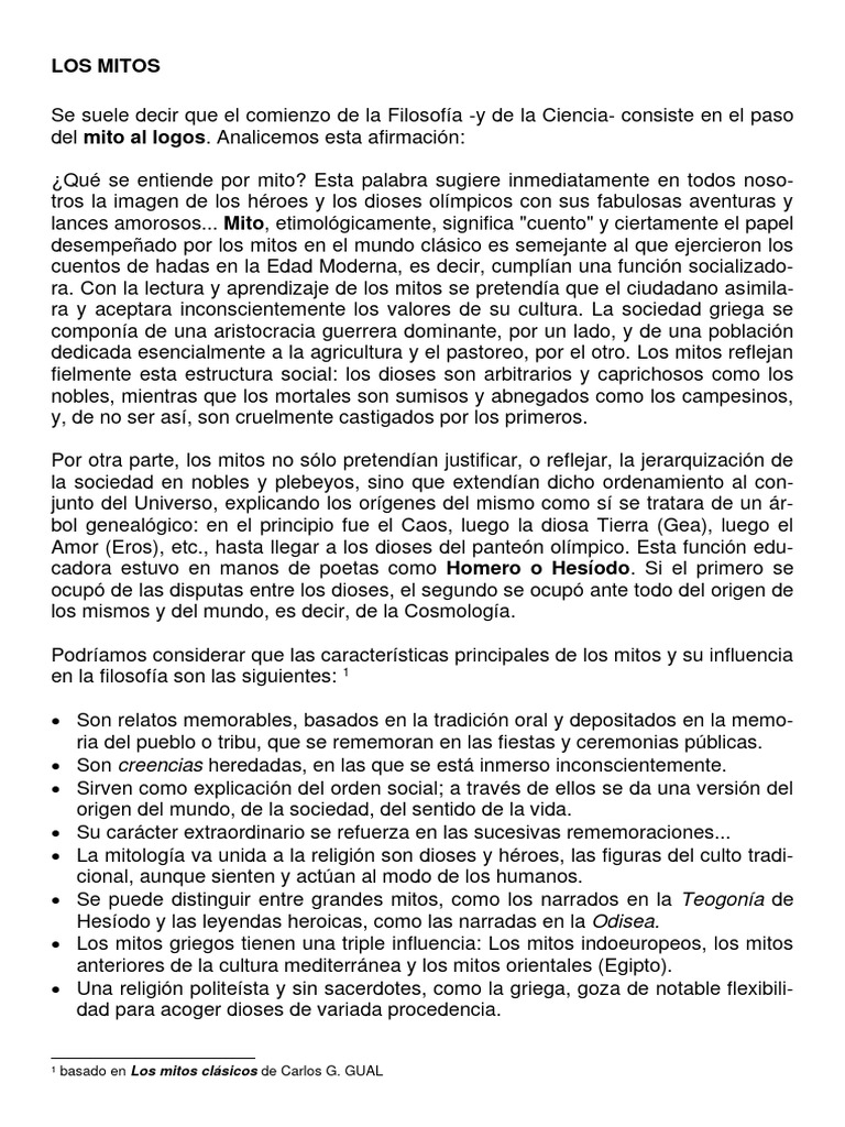 Los Mitos | PDF | Mitología griega