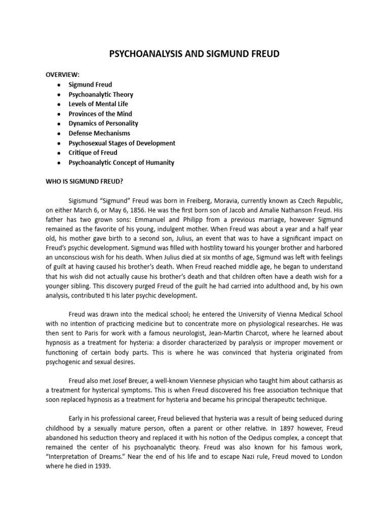Psychoanalysis And Sigmund Freud Pdf Id Sigmund Freud