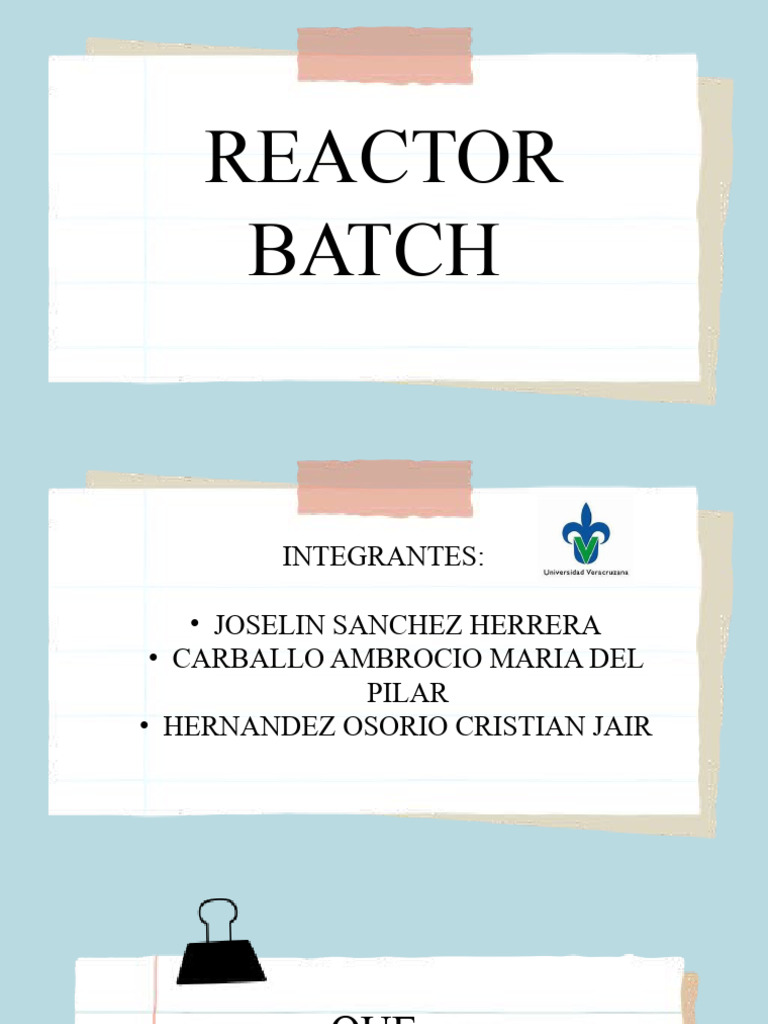 Reactor Batch | PDF | Reactor Quimico | Ciencias fisicas