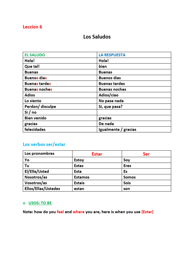 Leccion 6 | PDF