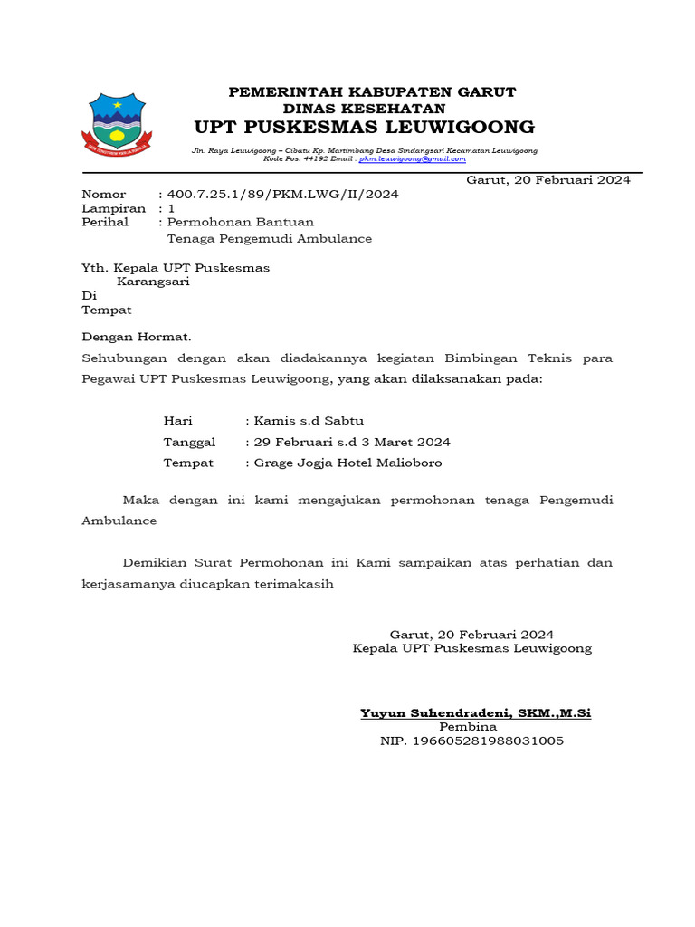 Surat Permohonan Workshop | PDF