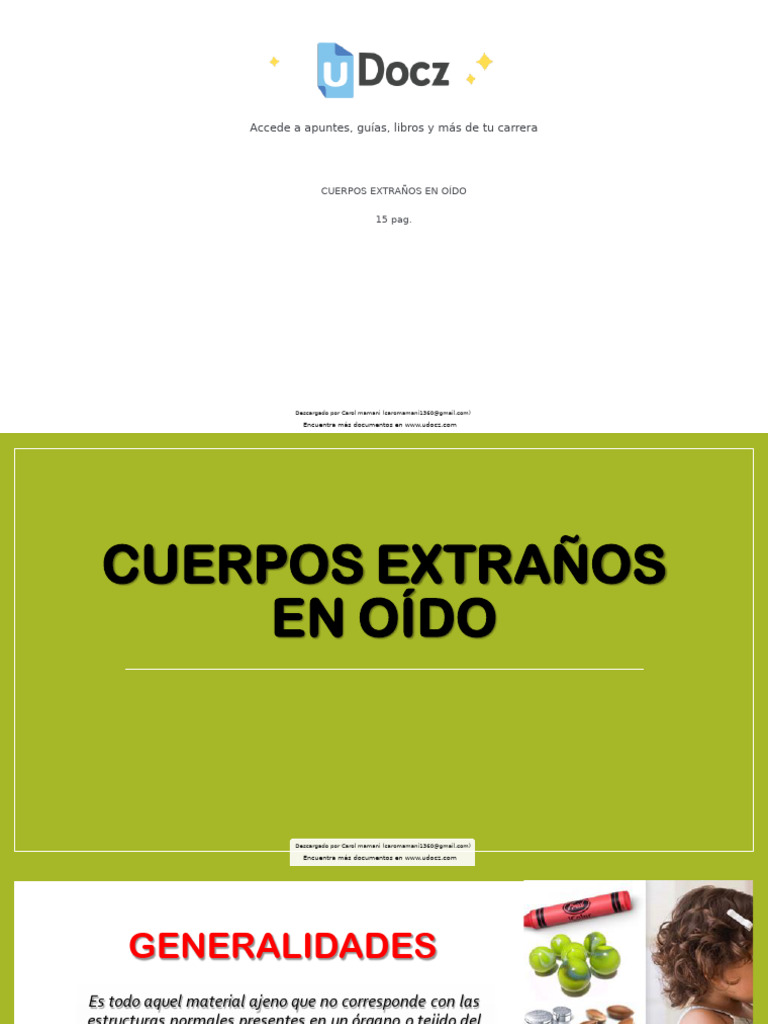 Cuerpos Extraños En El Oído Guía Clínica Pdf Especialidades
