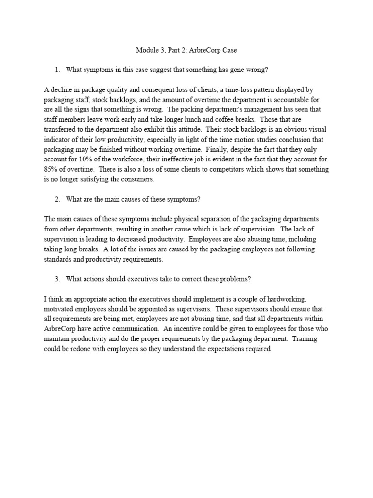 HROB-2001 Module 3, Part 2 - ArbreCorp Case | PDF