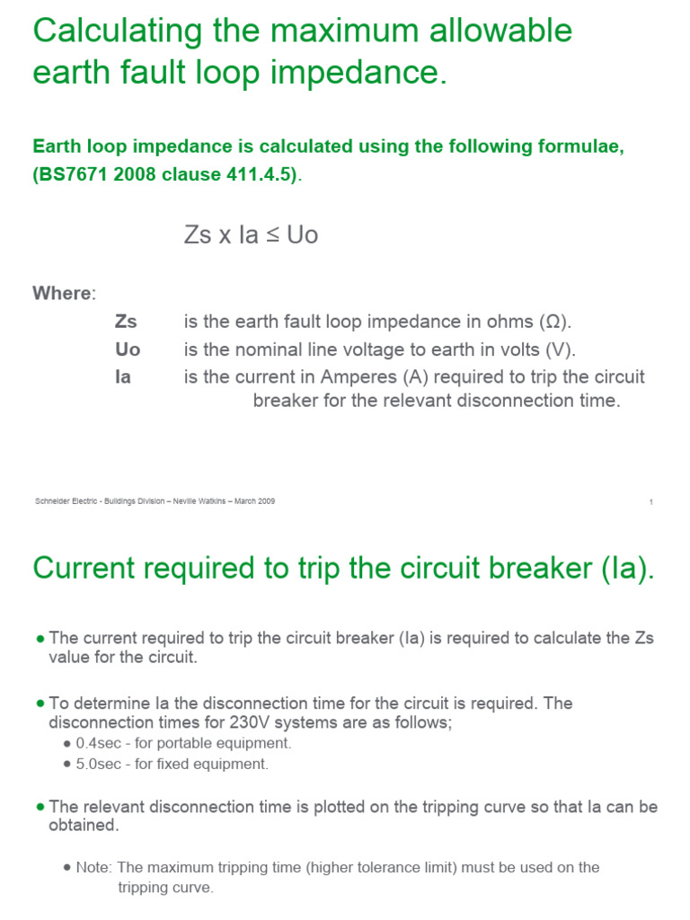 Earth Fault Loop Impedance Calculation | PDF