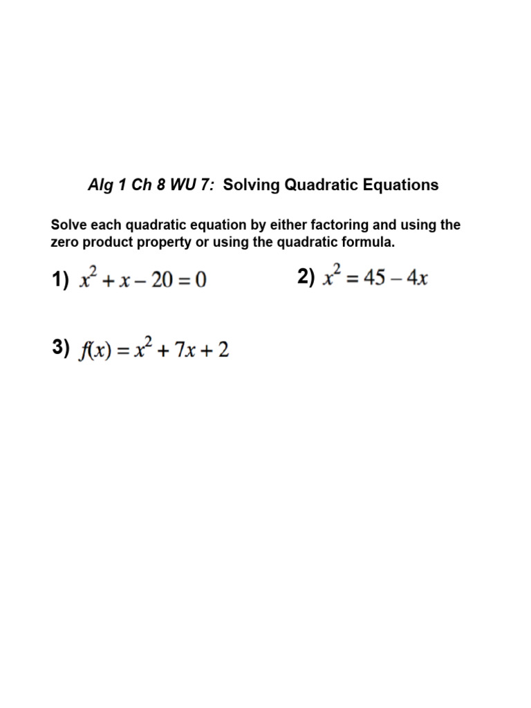 Alg 1 CH 8 Wu 07 | PDF