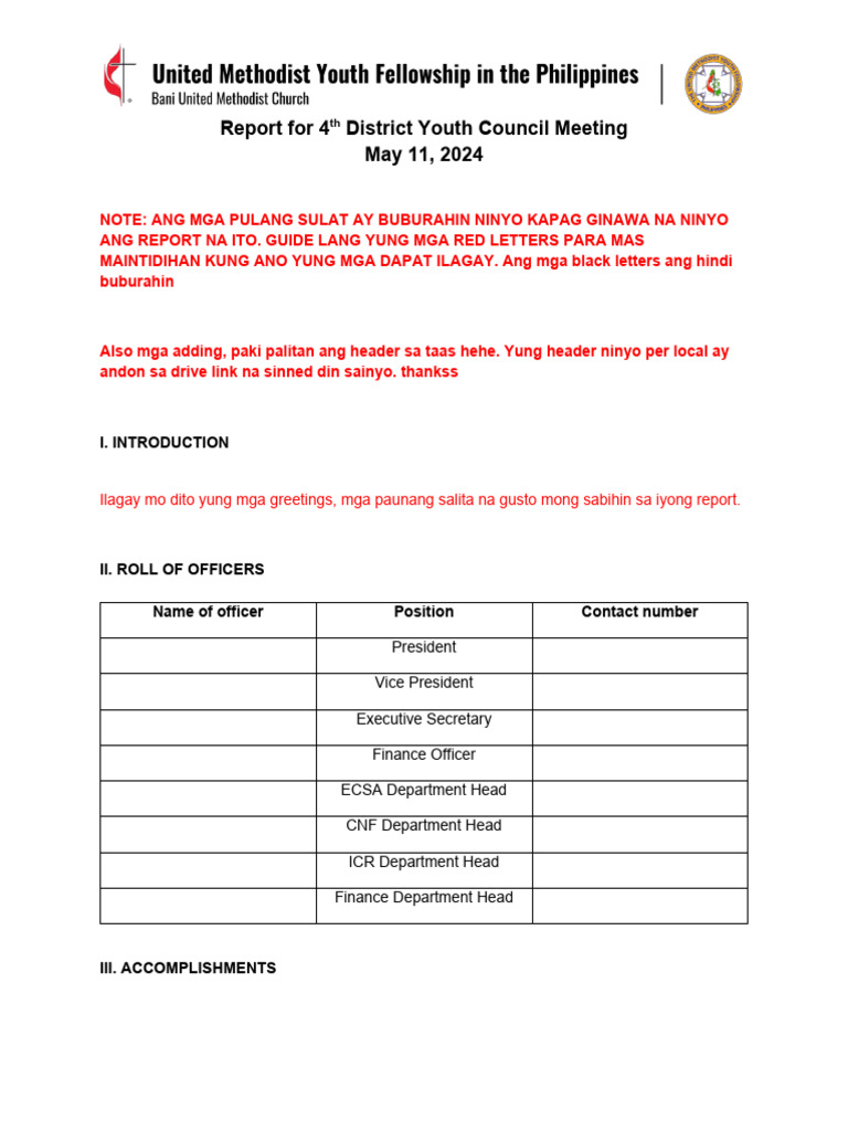 4th DYCM Report Format | PDF