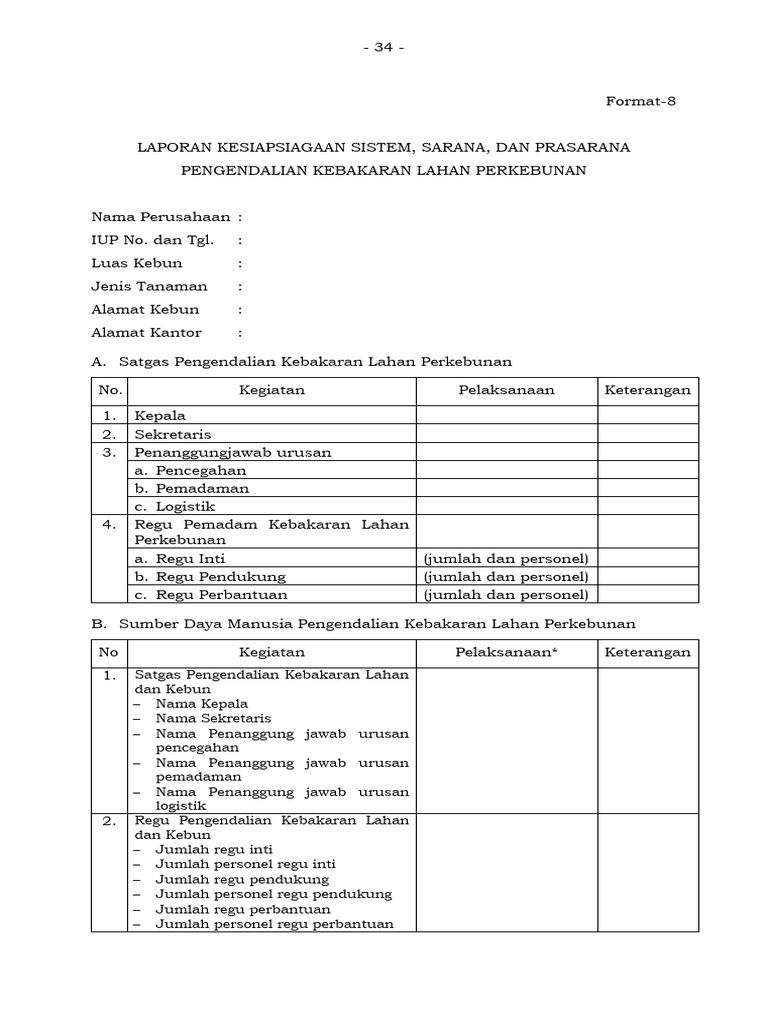 Format Laporan Pengendalian Dan Pencegahan Kebakaran | PDF
