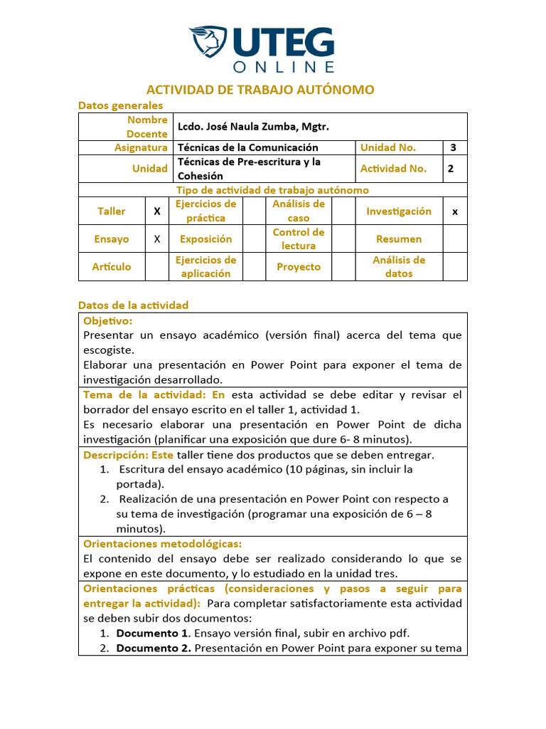 Taller Invs. U3 A1 | PDF | Ensayos | Microsoft PowerPoint