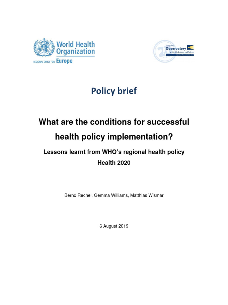 Health Policy Implementation Success | PDF | World Health Organization ...