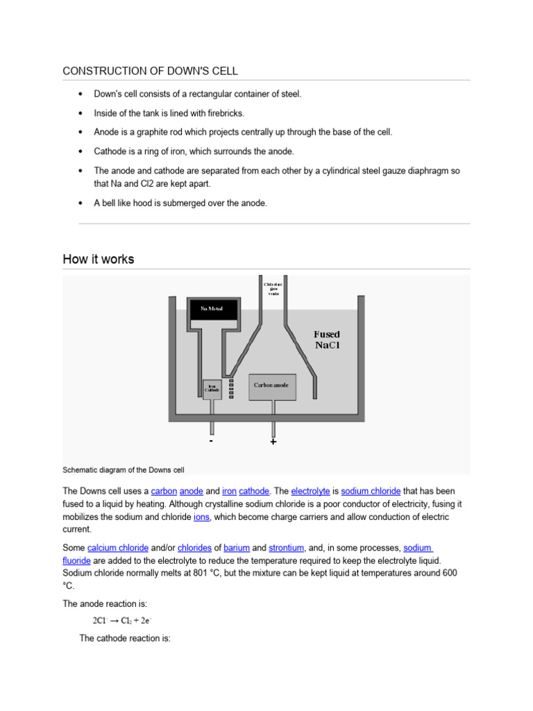 Down's Process | PDF | Electricity | Materials