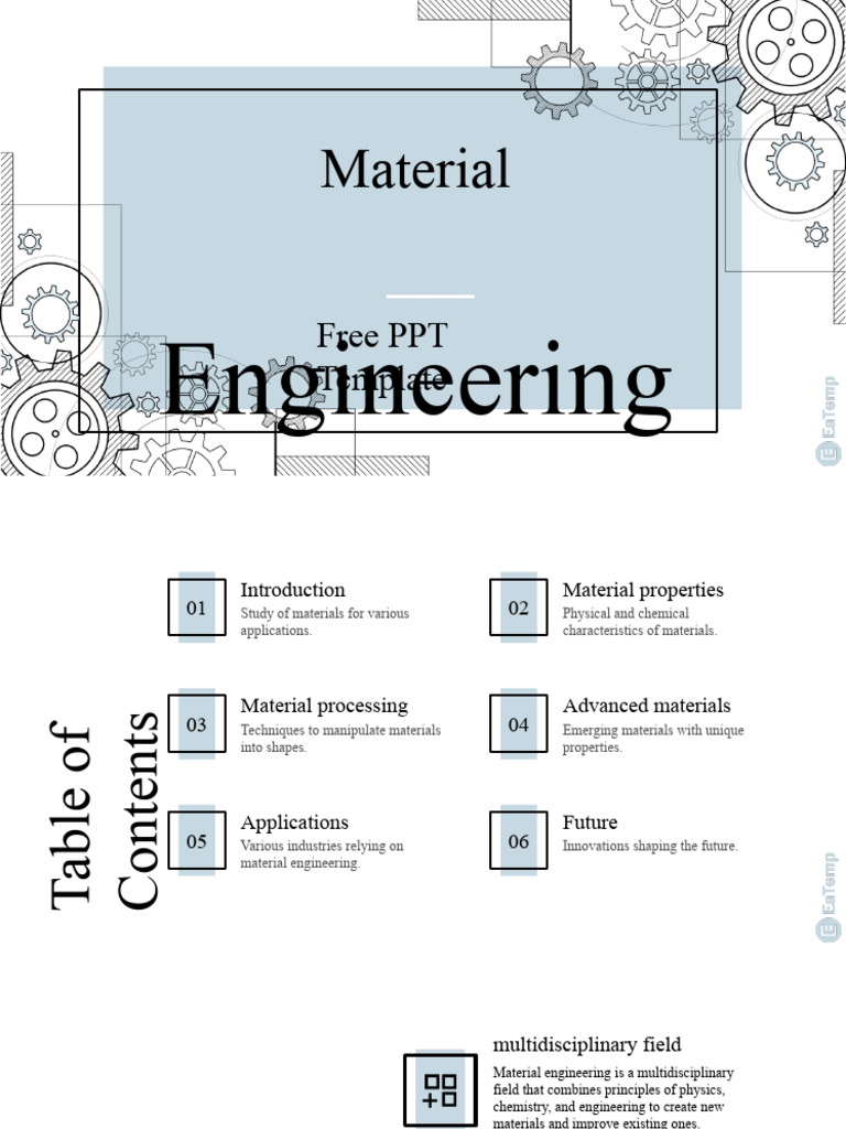 Material Engineering PPT Template Template by EaTemp | PDF | Materials ...