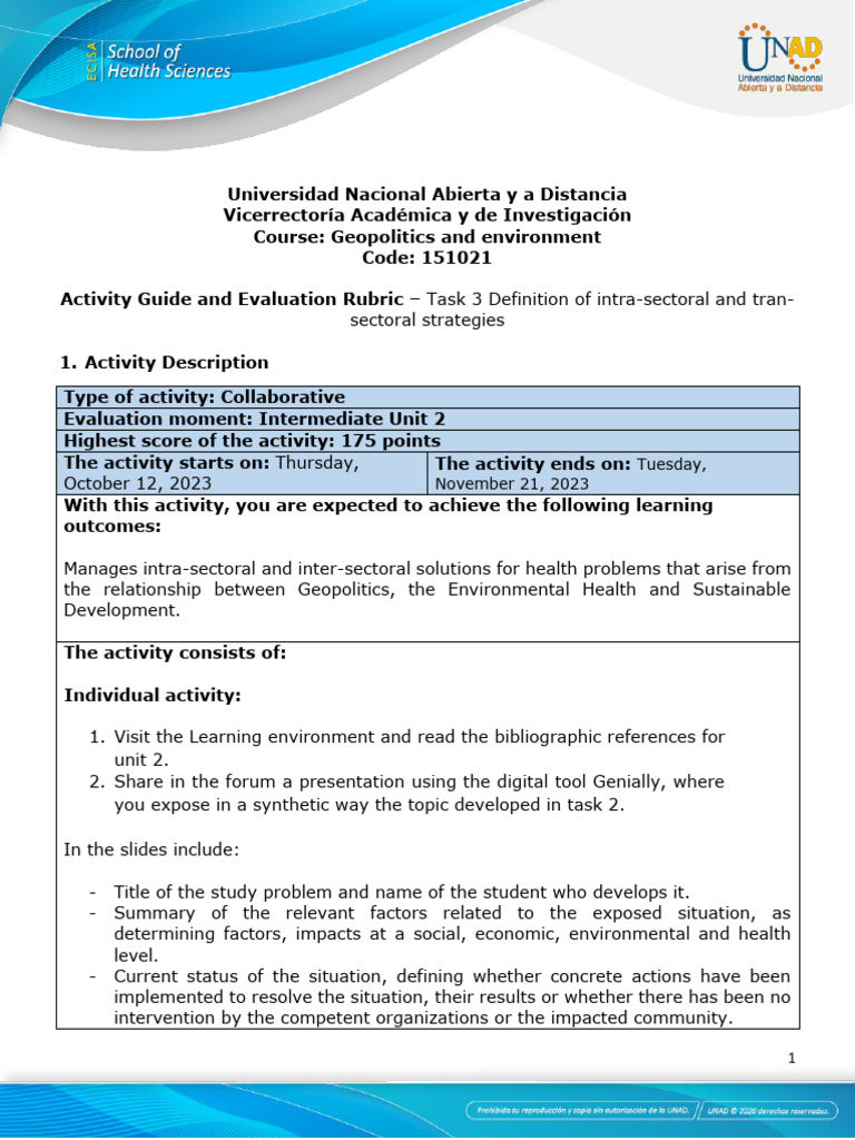 Activity Guide And Assessment Rubric Unit 2 Task 3 Definition Of Intrasectoral And