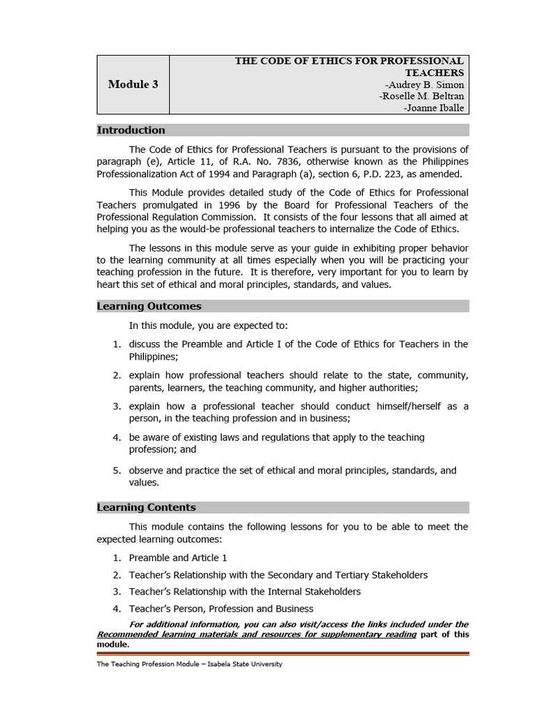 module-3 | PDF | Teachers | Learning