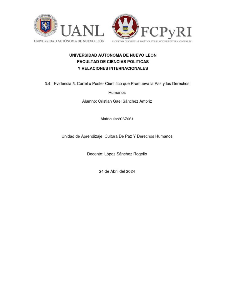 CGSA - Cartel - Cultura de Paz y Derechos Humanos | PDF CGSA - Cartel - Cultura de Paz y Derechos Humanos | PDF