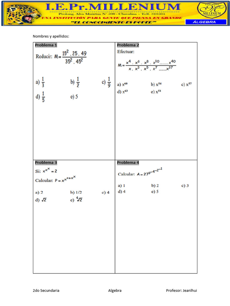 Segundo Algebra 2024 | PDF