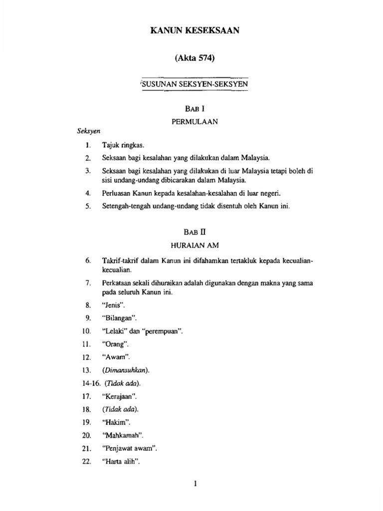 Akta 574 Kanun Kesiksaan | PDF