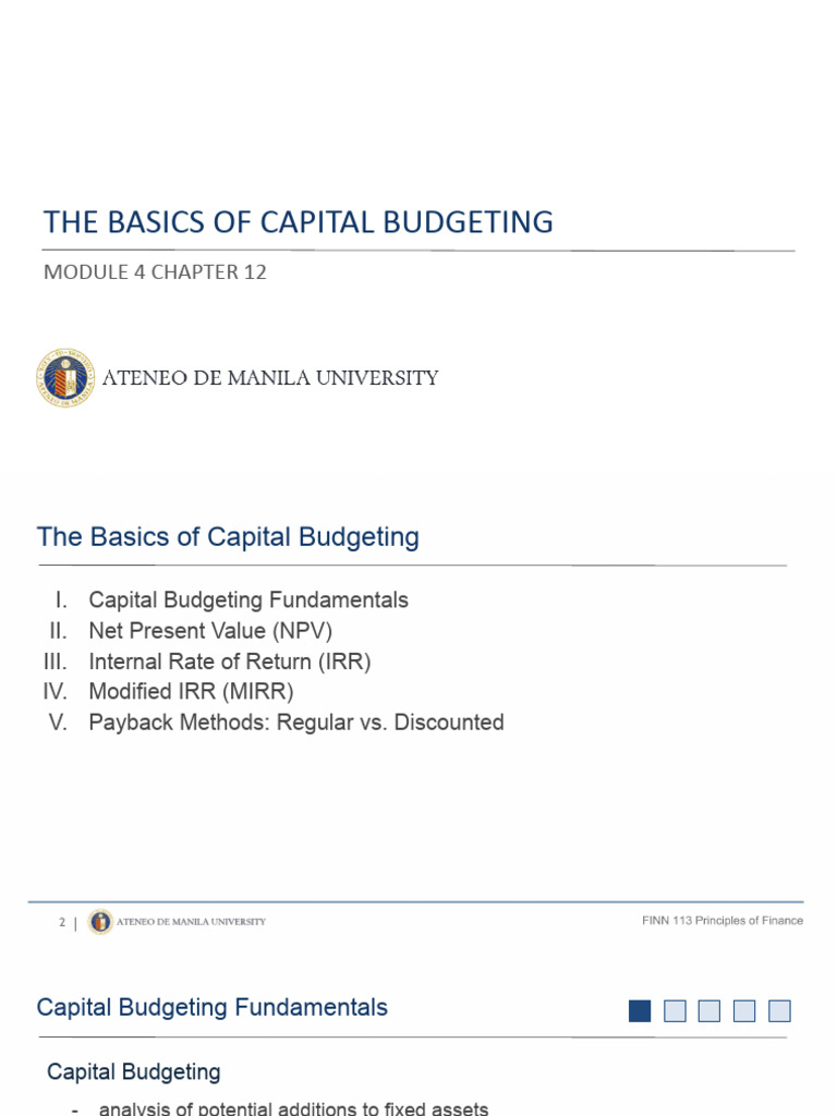 04 Ch12 The Basics of Capital Budgeting | PDF | Capital Budgeting | Net Present Value