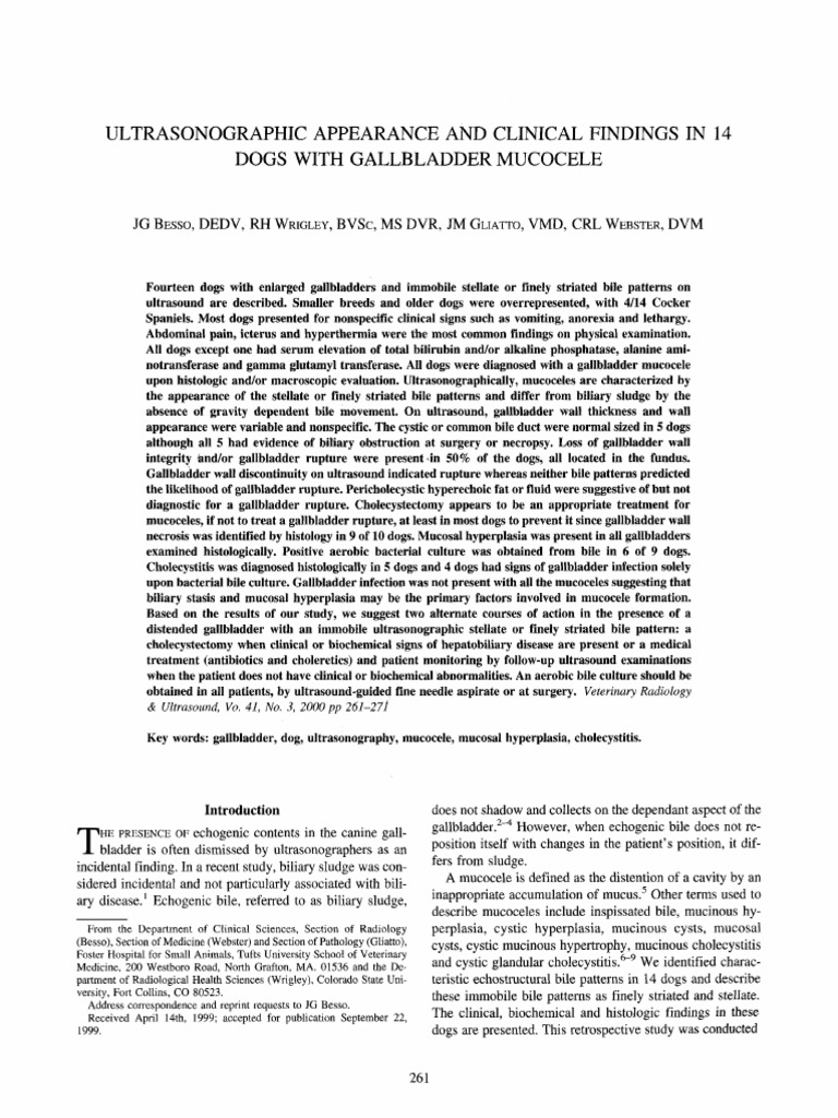 Gallbladder Mucocele in Dogs: Ultrasound Findings | PDF | Gallbladder ...