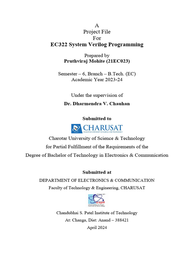 21EC023 SV Project File | PDF | Computing | Computer Science