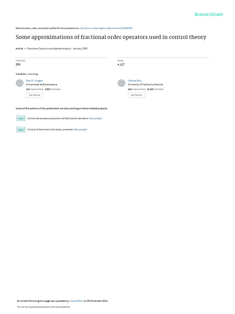 Some Approximations of Fractional Order Operators | PDF | Function (Mathematics) | Polynomial