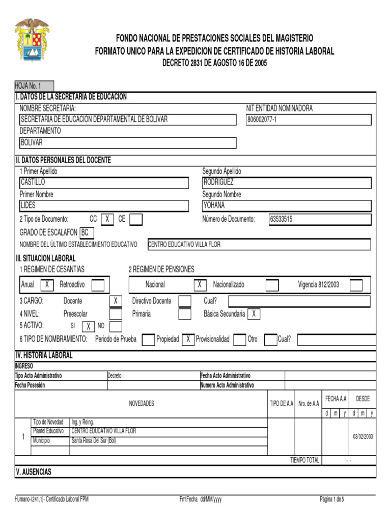 Certificado de Historia Laboral LIDES | PDF | Etapas educativas