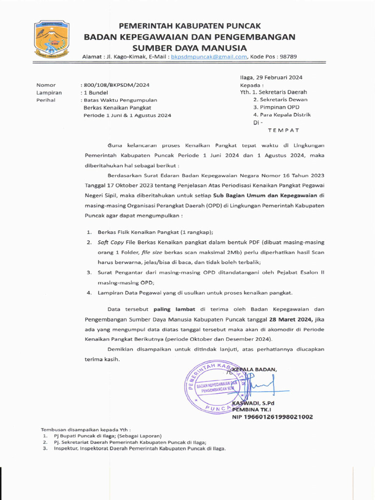BATAS WAKTU PENGUMPULAN BERKAS KP PERIODE JUNI & AGUSTUS 2024 | PDF BATAS WAKTU PENGUMPULAN BERKAS KP PERIODE JUNI & AGUSTUS 2024 | PDF