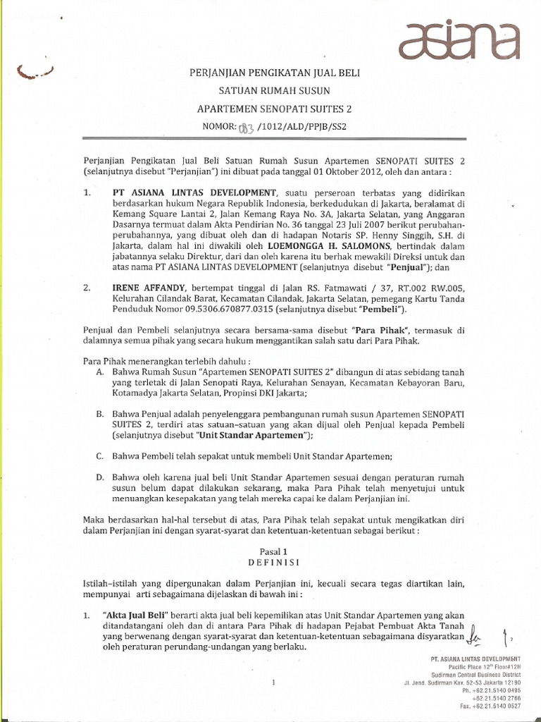 PPJB Senopati No 083 1012 | PDF