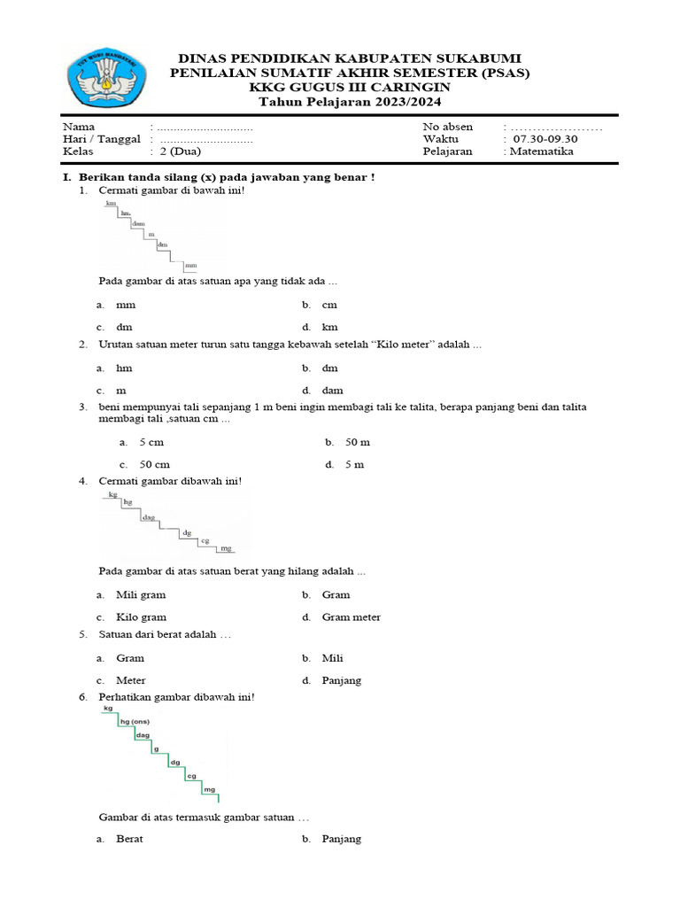 Soal KLS 2 MTK Psat | PDF