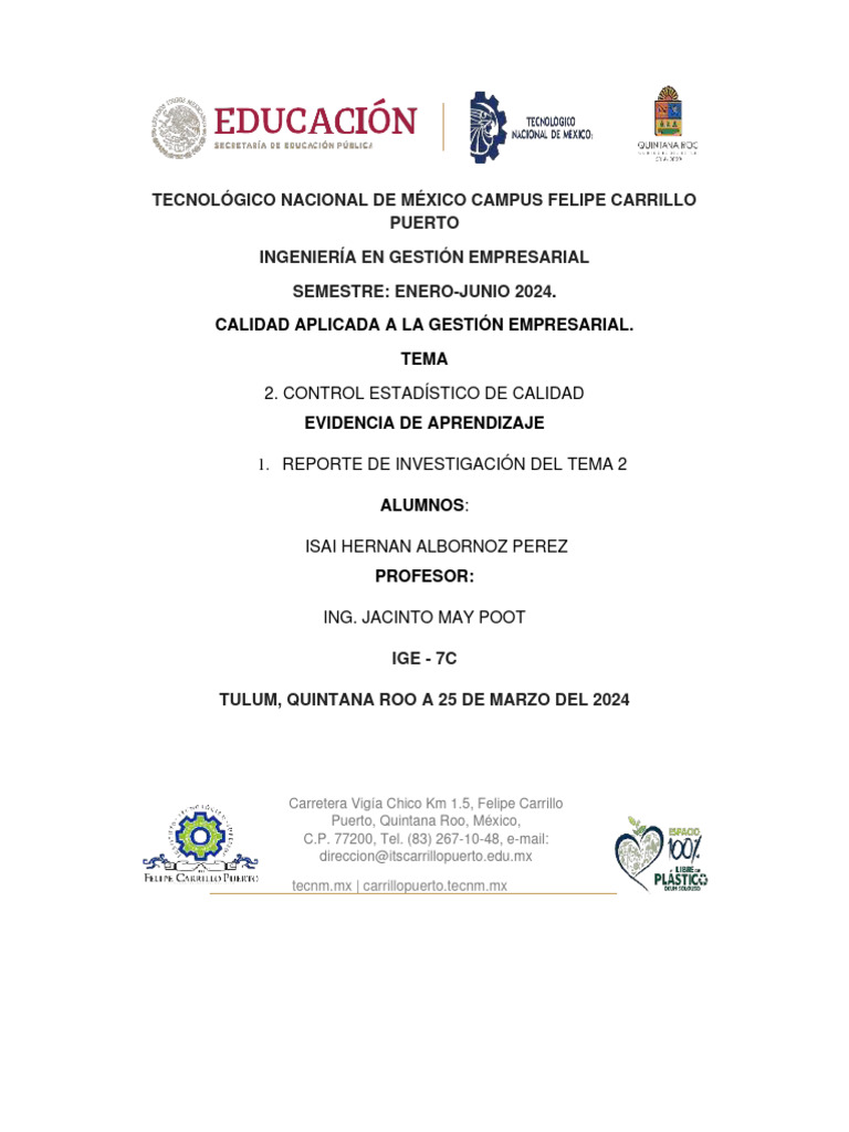 C.A T2 Act.01 ISAI | PDF | Calidad (comercial) | Histograma