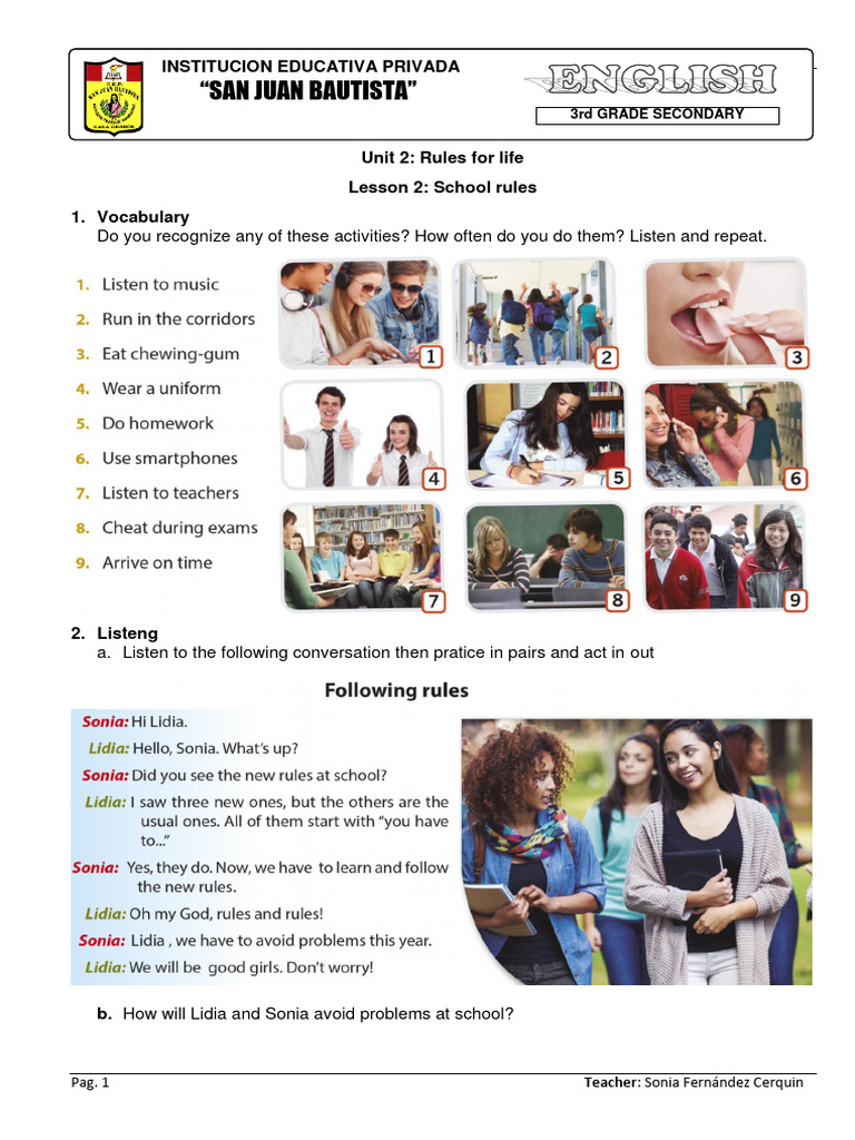 School Rules for 3rd Grade Students | PDF | Applied Linguistics | Behavior Modification