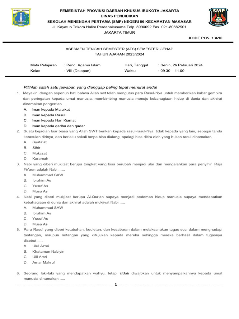 Soal Ats Pai Genap 2024 | PDF