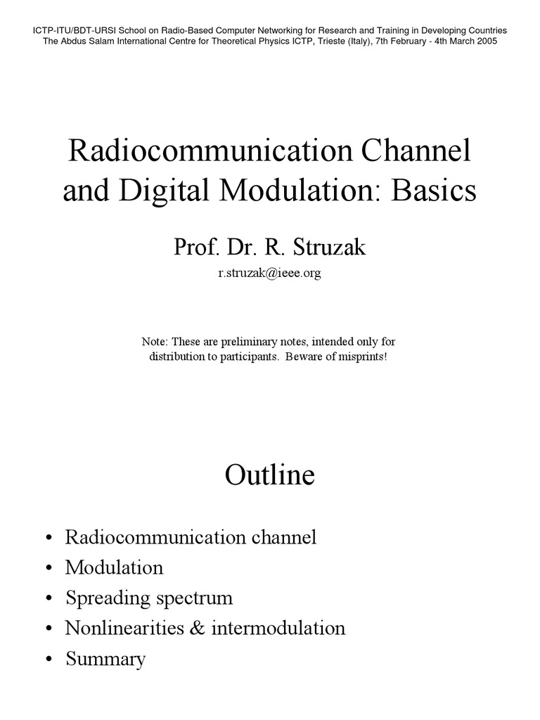 Radiocommunication Channel and Digital Modulation: Basics: Prof. Dr. R. Struzak | PDF ...