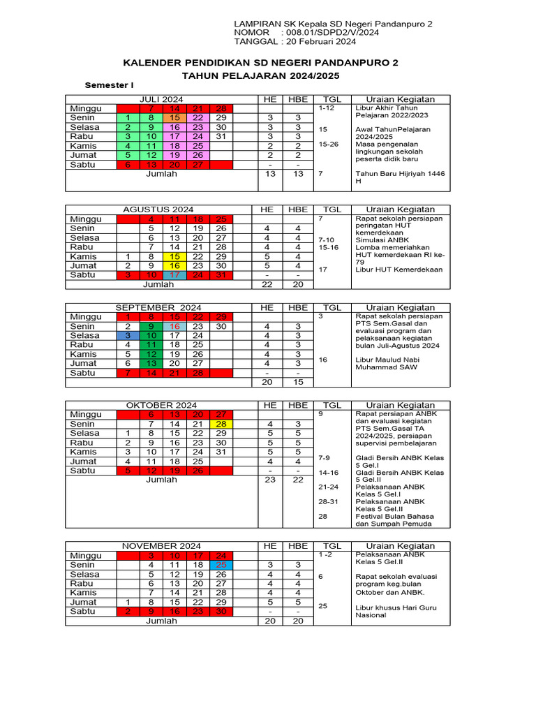 Kalender Pendidikan 2024 | PDF