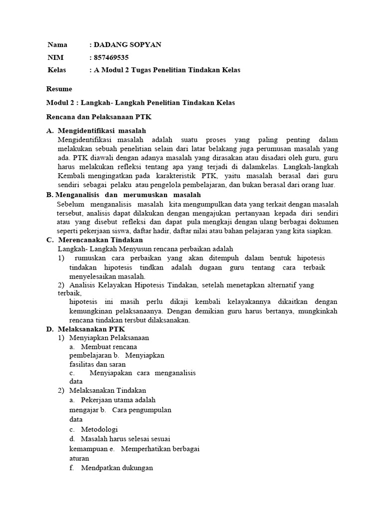 Dadang Sopyan - 857469535 - Modul 2 Rangkuman PTK | PDF | Karier & Perkembangan