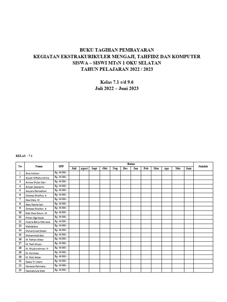 Buku Tagihan Pembayaran 2022 | PDF