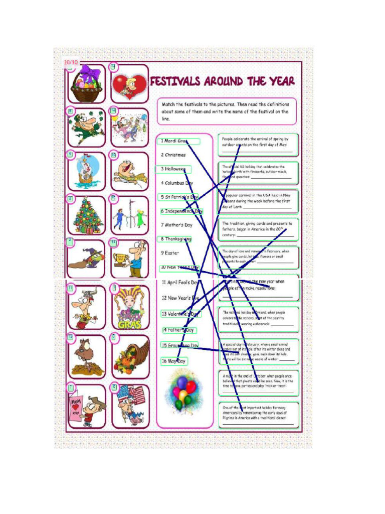 Activity English-Celebrations and Special Holidays | PDF