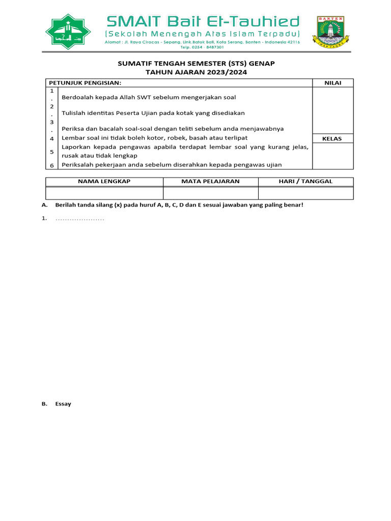 Format STS SMA 2024 | PDF