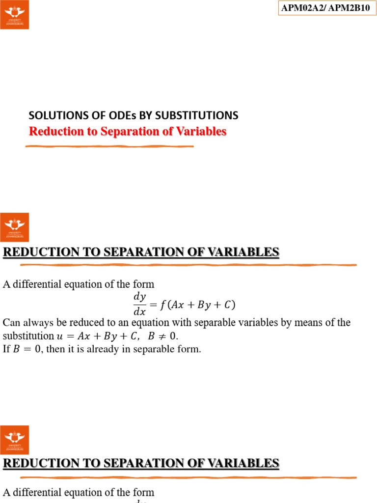 ODE Solutions: Separation of Variables | PDF