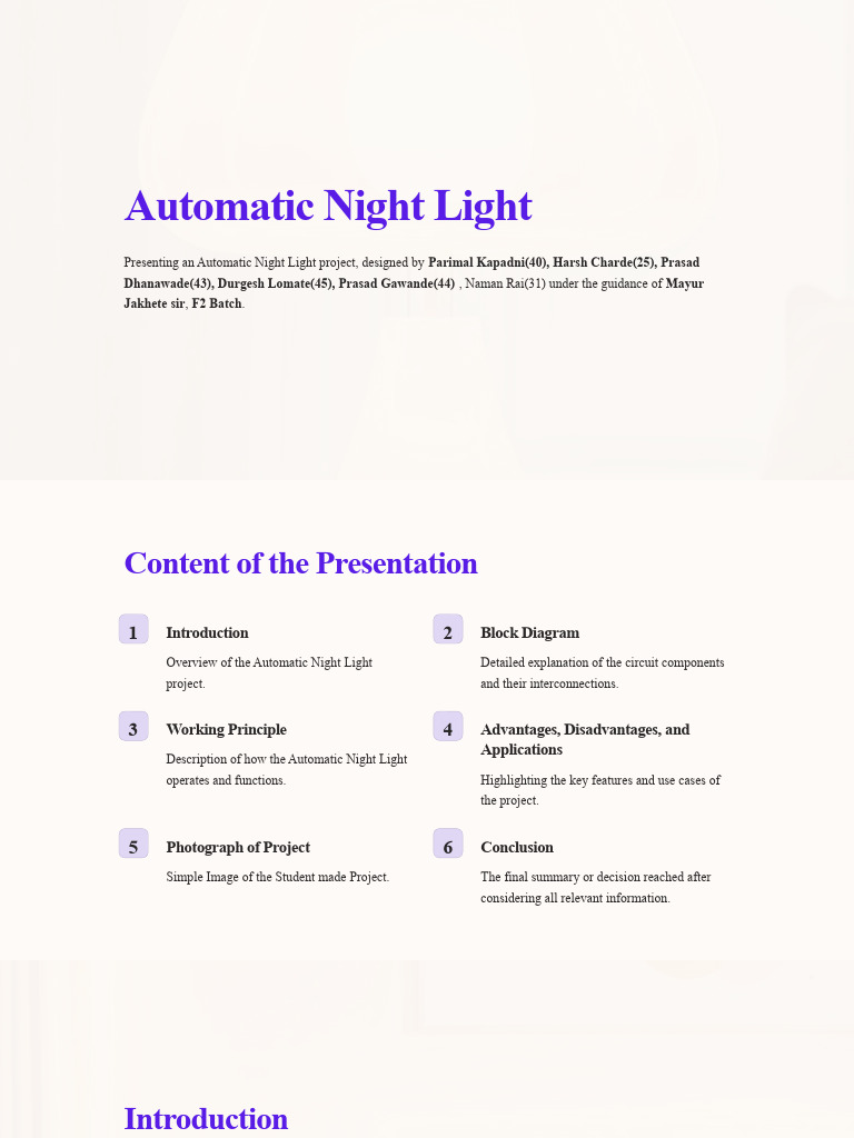 Automatic Night Light Project Guide | PDF | Electrical Resistance And ...