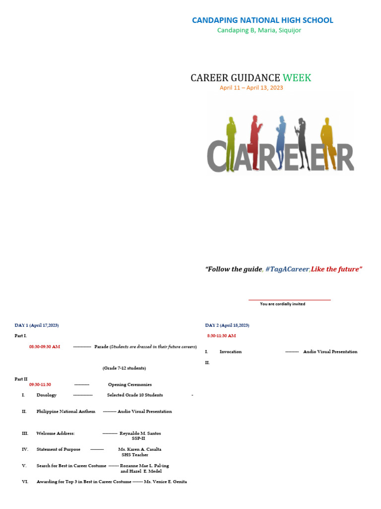 Career Guidance 3-Day Program 2022-2023 | PDF